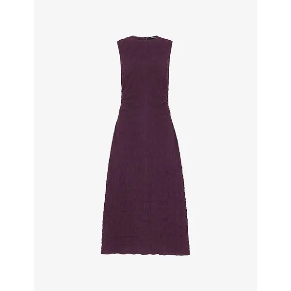 Whistles Purple Lori Textured Midi Dress US 12 Womens