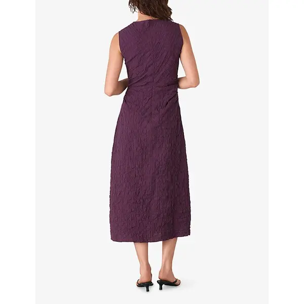 Whistles Lori Round-neck Textured Midi Dress - Purple