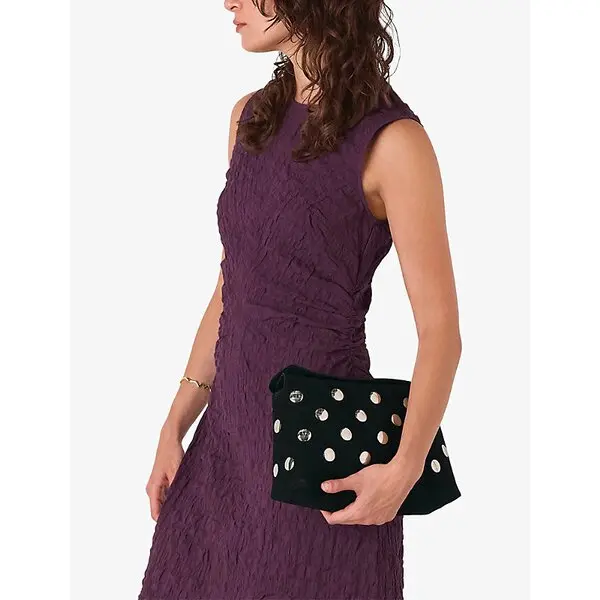 Whistles Lori Round-neck Textured Midi Dress - Purple