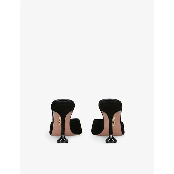 AQUAZZURA Bisous 85 Suede Mules - Black