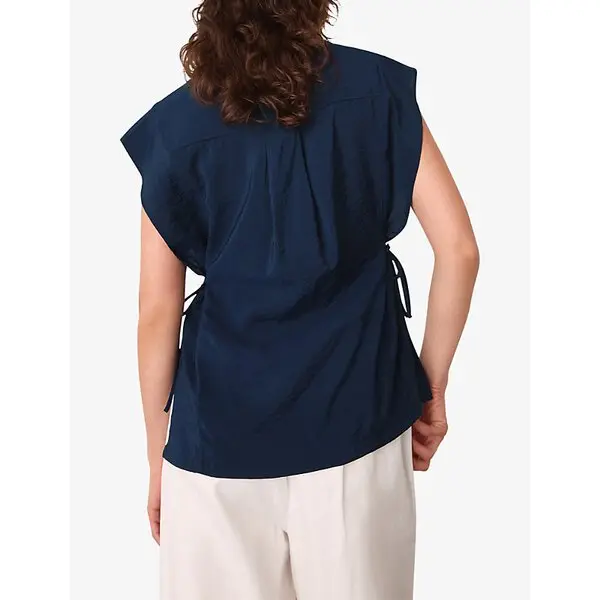 Whistles Side-tie Button-down Shirt - Navy