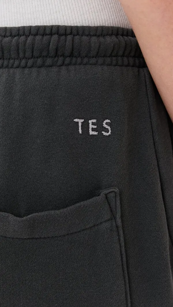 THE ELDER STATESMAN Daily Wide Leg Sweatpants - Coal