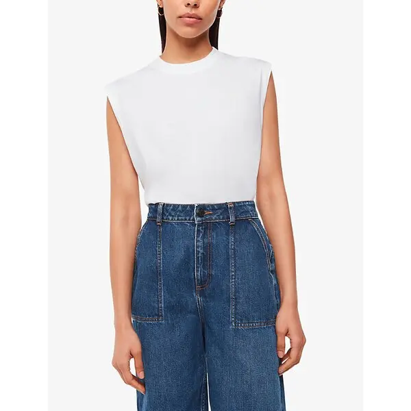 Whistles Edie Round-neck Sleeveless Vest - White
