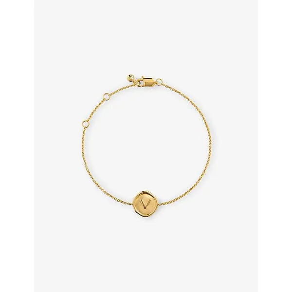 Monica Vinader Initial V Stamp Bracelet - Gold