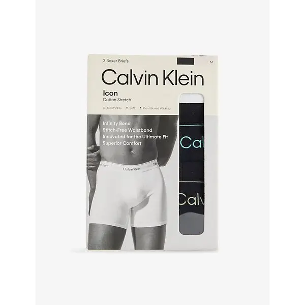Calvin Klein Icon Low-rise Pack-of-three Stretch-cotton Trunks - Grey Heather White Blk