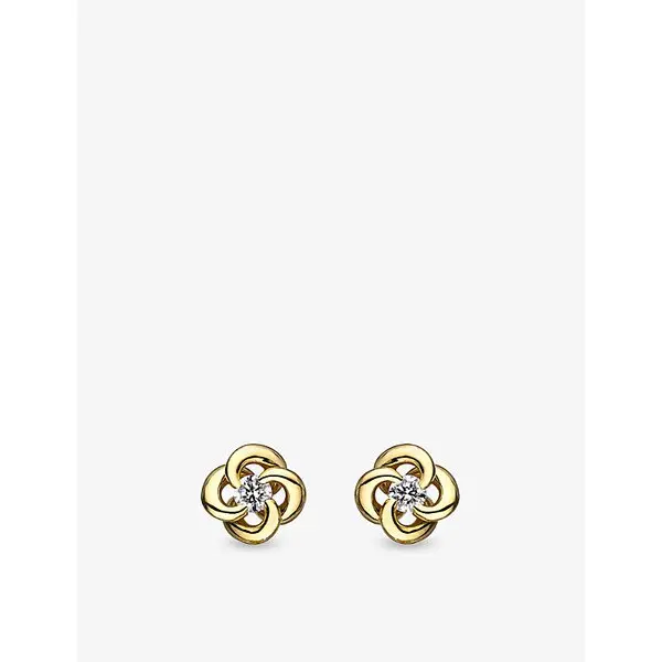 SHAUN LEANE Entwined Petal 18ct Yellow-gold And Diamond Stud Earrings - 18ct Yellow  Gold