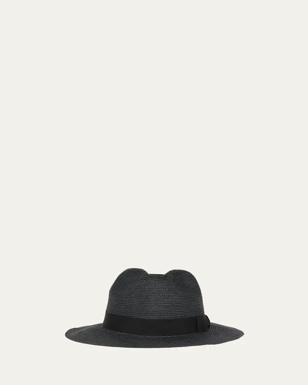 Giorgio Armani Jute Fedora Hat - Silver