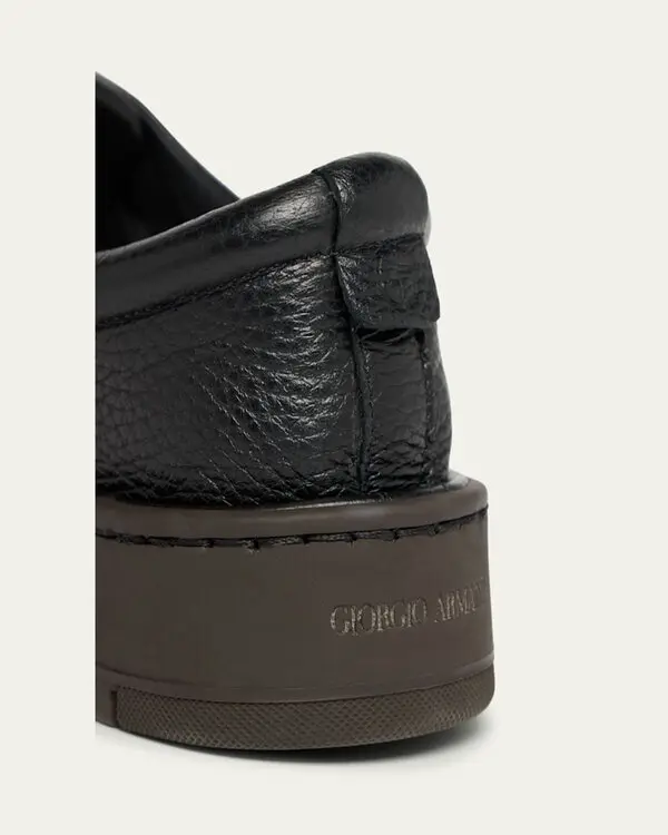 Giorgio Armani Deerskin Slip-on Sneakers - Black