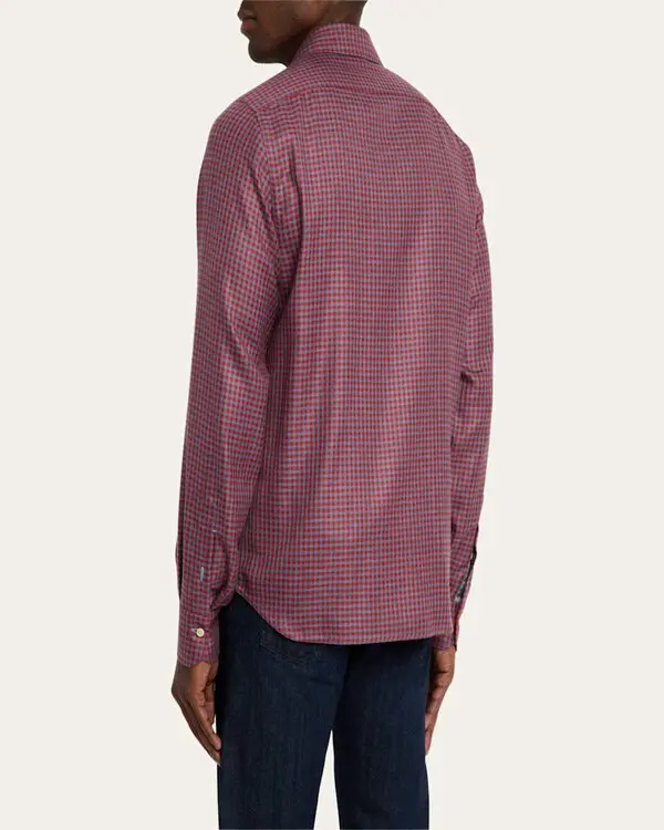 Kiton Cashmere And Silk Small Check Overshirt