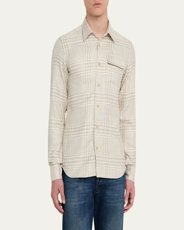 Kiton Baba Tonal Plaid Side-pocket Overshirt