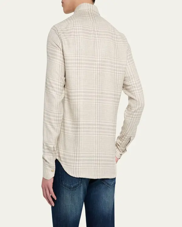 Kiton Baba Tonal Plaid Side-pocket Overshirt
