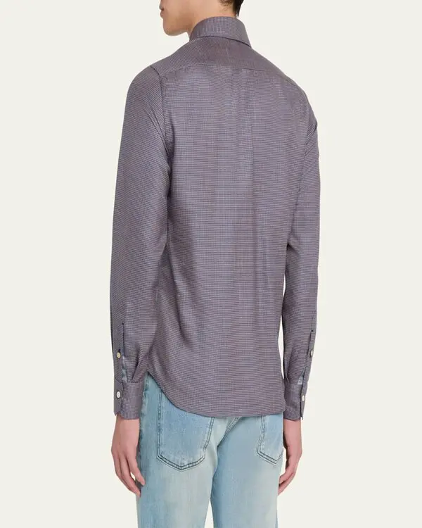 Kiton Cashmere Blend Micro-check Overshirt