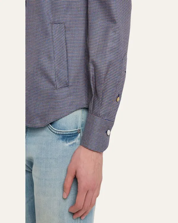 Kiton Cashmere Blend Micro-check Overshirt