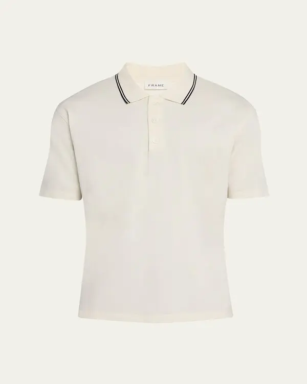 FRAME Pique Polo Shirt - White Sand