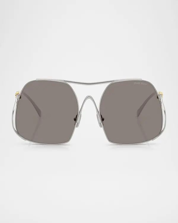 Miu Miu Steel Square Sunglasses - Silver