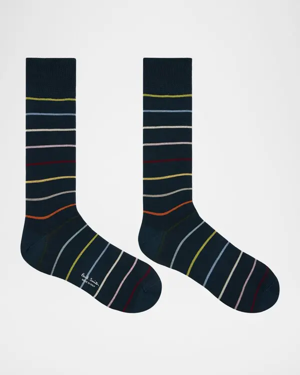 Paul Smith Keith Thin Signature Stripe Crew Socks - 37_petrol Green