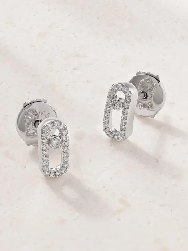 Messika Move Uno Diamond 18-karat White Gold Earrings - Silver