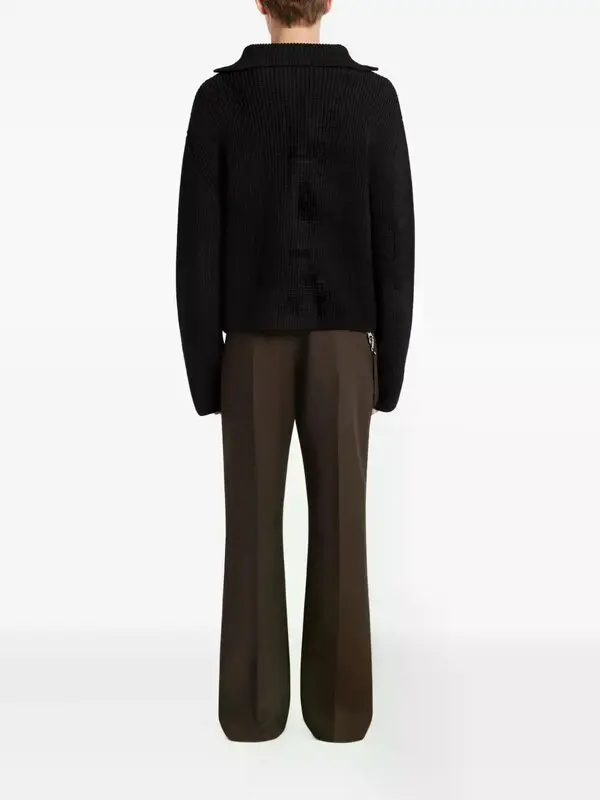 COURREGES Zip-neck Ribbed-knit Sweater