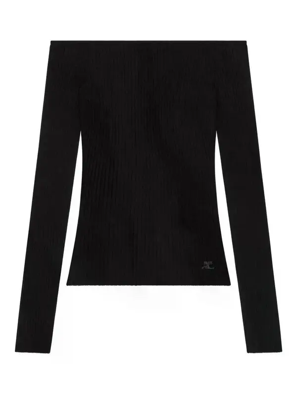 COURREGES Off-shoulder Ribbed Top