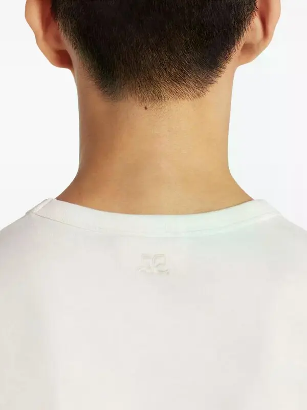 COURREGES Logo-embroidered Cotton T-shirt - White