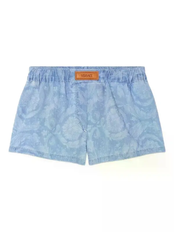 Versace Barocco Jacquard Chambray Boxer Shorts - Blue