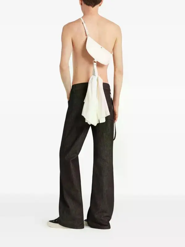 COURREGES Holy Eclipse Half-moon Leather Shoulder Bag