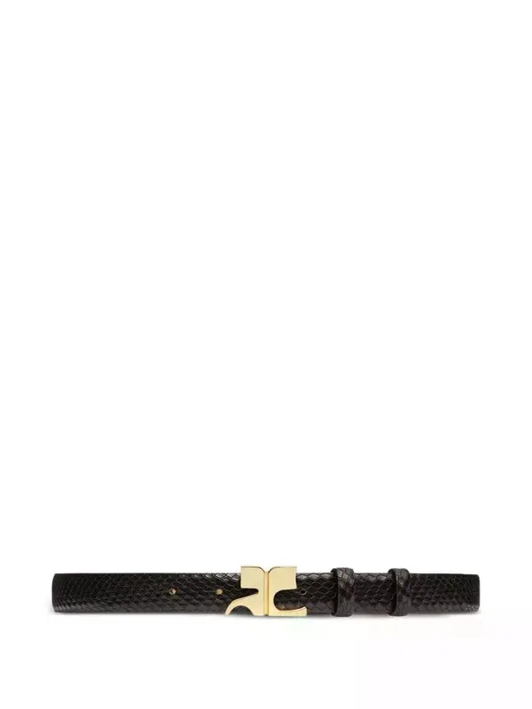 COURREGES Viper Snake-effect Leather Belt - Black