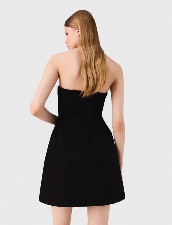 Maje Linen Strapless Mini Dress In Black - 50% Off | Editorialist