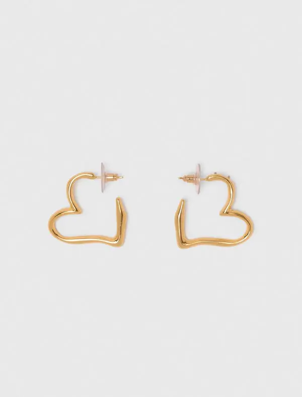 Maje Gold-tone Heart Hoop Earrings - Light Gold