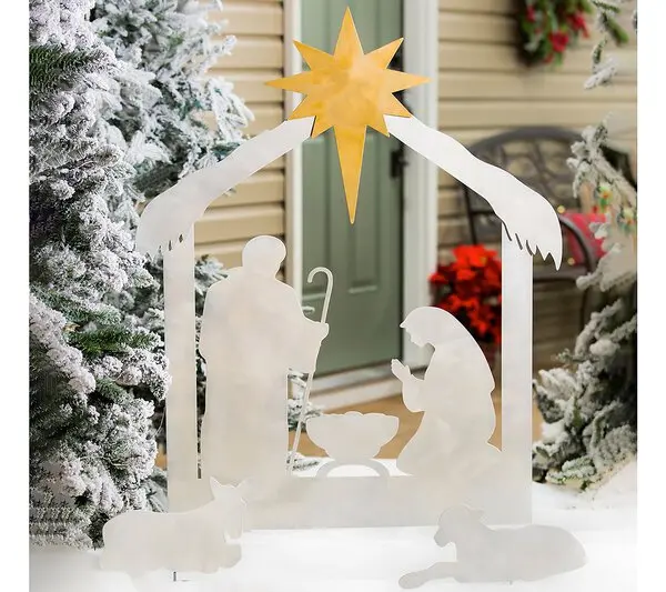 EVERGREEN 3-piece Nativity Laser Cut Metal Yard Scene - One-color