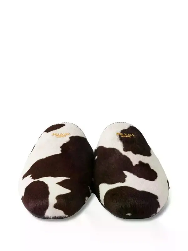 Prada Printed Leather Mules - White
