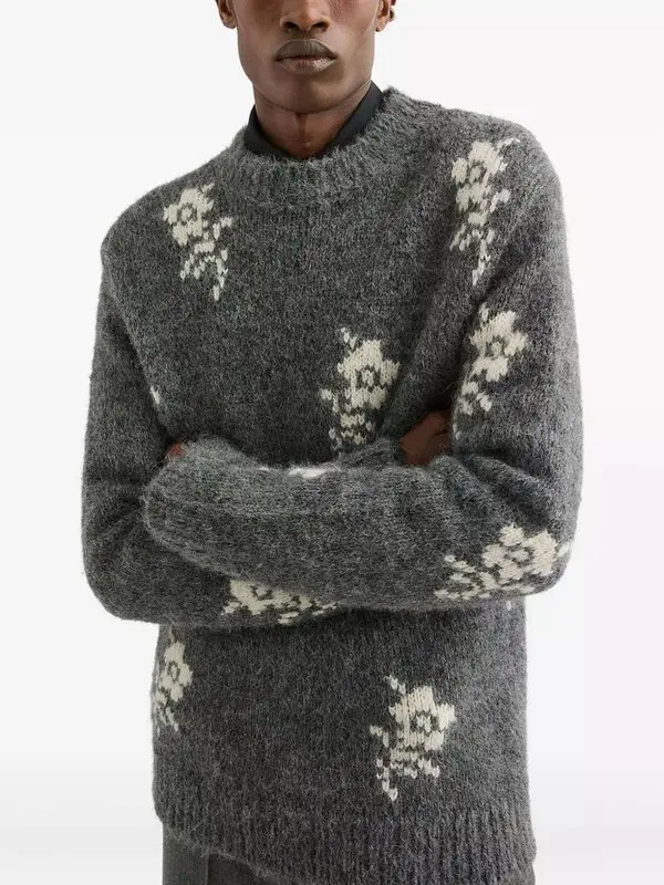 JIL SANDER Floral Knit Crew Neck Jumper
