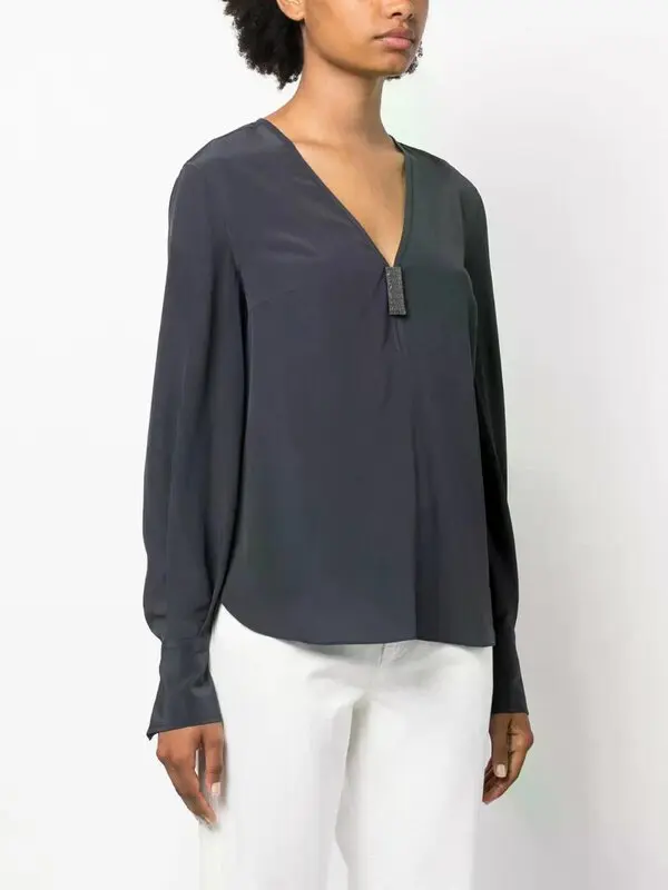 Brunello Cucinelli Bead-detail Silk Blouse