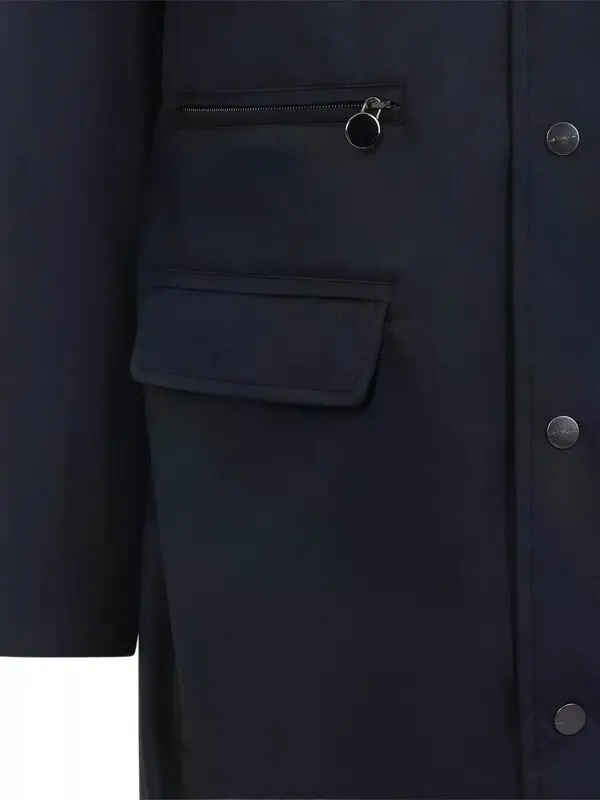 Kiton Button-up Hooded Coat - Blue