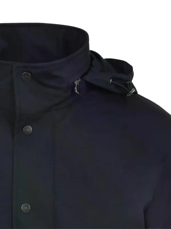 Kiton Button-up Hooded Coat - Blue