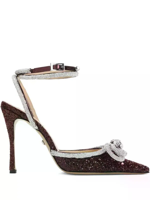 Mach & Mach 110mm Double Bow Crystal-embellished Pumps - Red