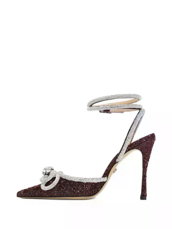 Mach & Mach 110mm Double Bow Crystal-embellished Pumps - Red