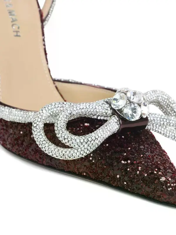 Mach & Mach 110mm Double Bow Crystal-embellished Pumps - Red