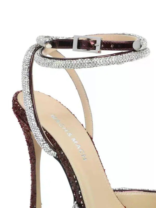 Mach & Mach 110mm Double Bow Crystal-embellished Pumps - Red