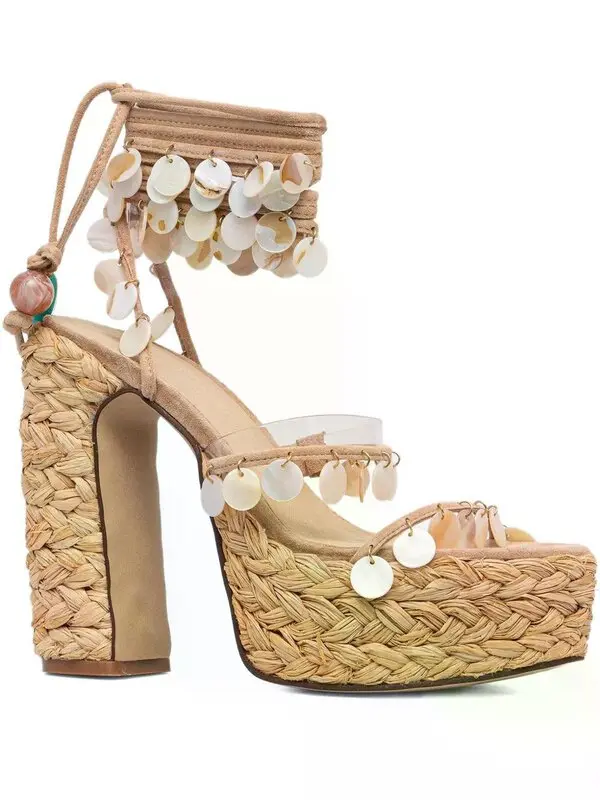 NAKED WOLFE 130mm Raffia Platform Espadrilles