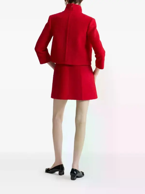 PATOU Collarless Tweed Jacket - Red