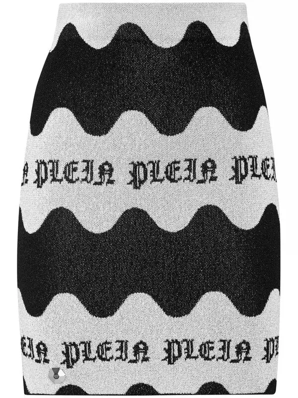 Philipp Plein Logo-jacquard Lurex Miniskirt - Black