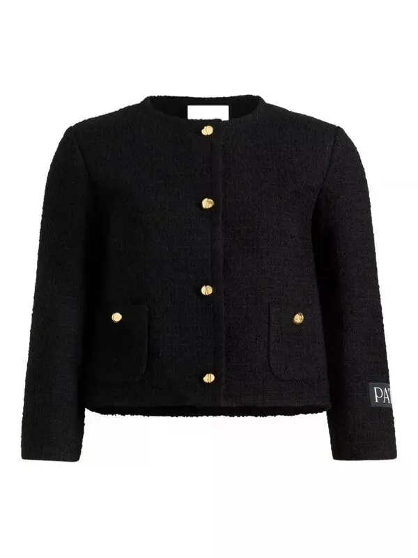 PATOU Collarless Tweed Jacket - Black