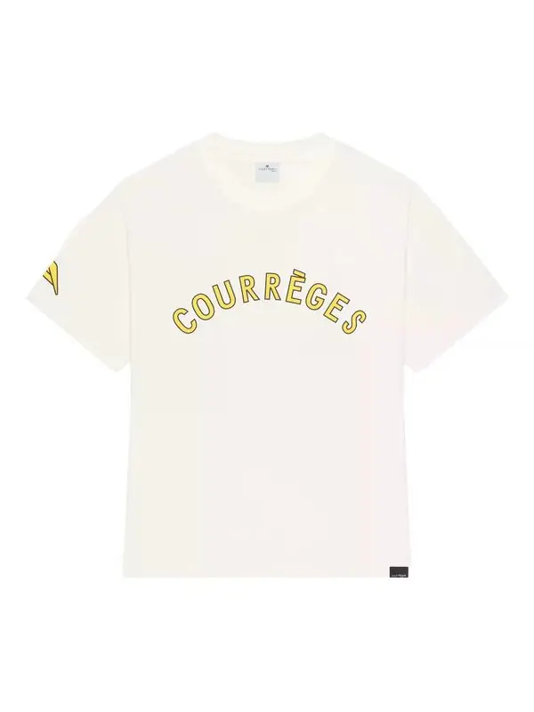 COURREGES Logo-print T-shirt - Neutrals