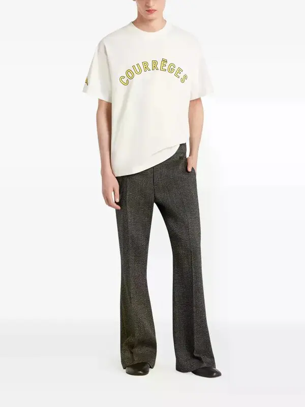 COURREGES Logo-print T-shirt - Neutrals