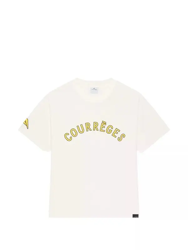 COURREGES Logo-print T-shirt - Neutrals