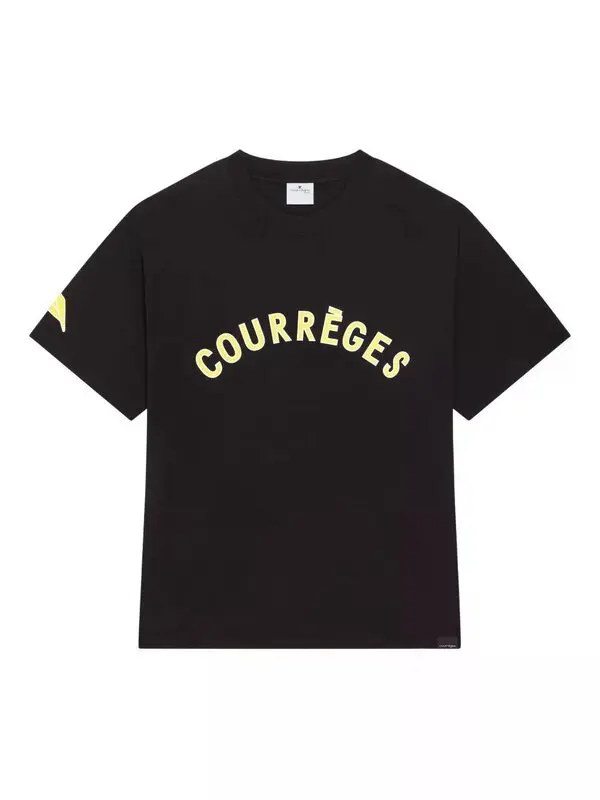 COURREGES Logo-print Short-sleeve T-shirt - Black