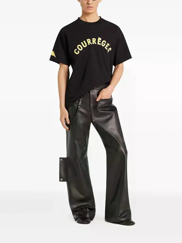 COURREGES Logo-print Short-sleeve T-shirt - Black