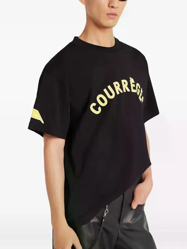 COURREGES Logo-print Short-sleeve T-shirt - Black