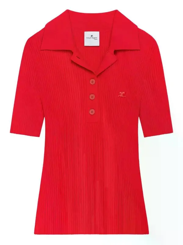 COURREGES Ribbed Polo Top
